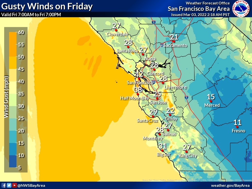 Wind Advisory Issued For Friday In The Bay Area - CLAYCORD.com