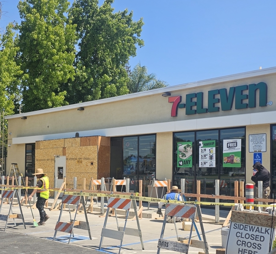 Vehicle Barrier Bollards Being Installed In Front Of 7-Eleven On ...